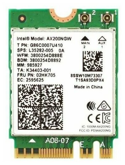 Bluetooth+Wi-Fi адаптер Intel AX200. NGWG. NV