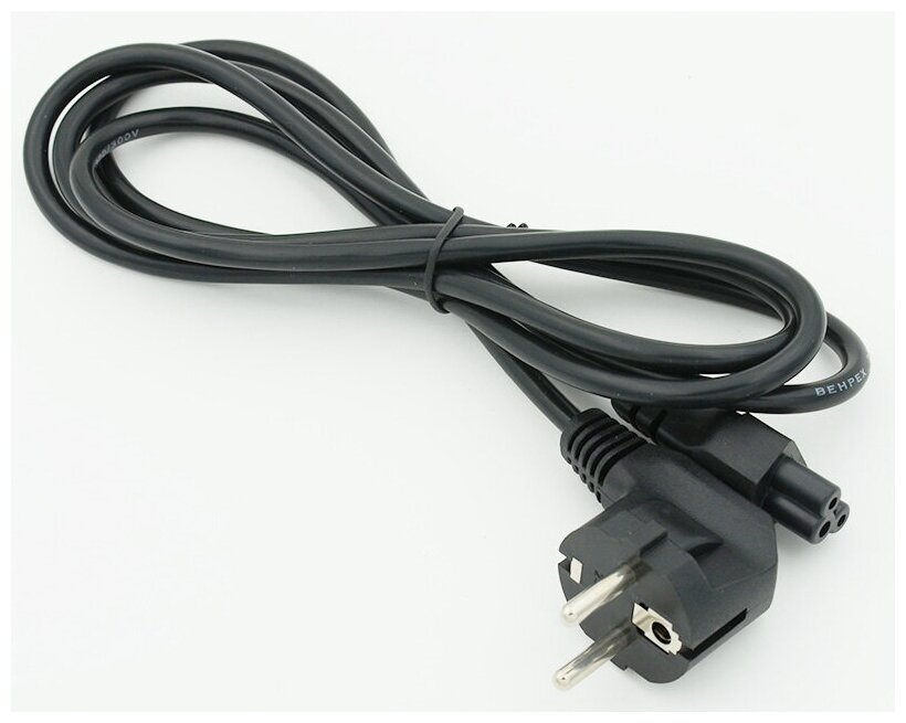 Кабель питания IEC C5 (3-pin) (прямой) - Евровилка (угловой), черный