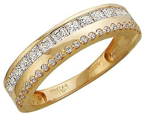 Кольцо, красное золото, 585 проба, фианит