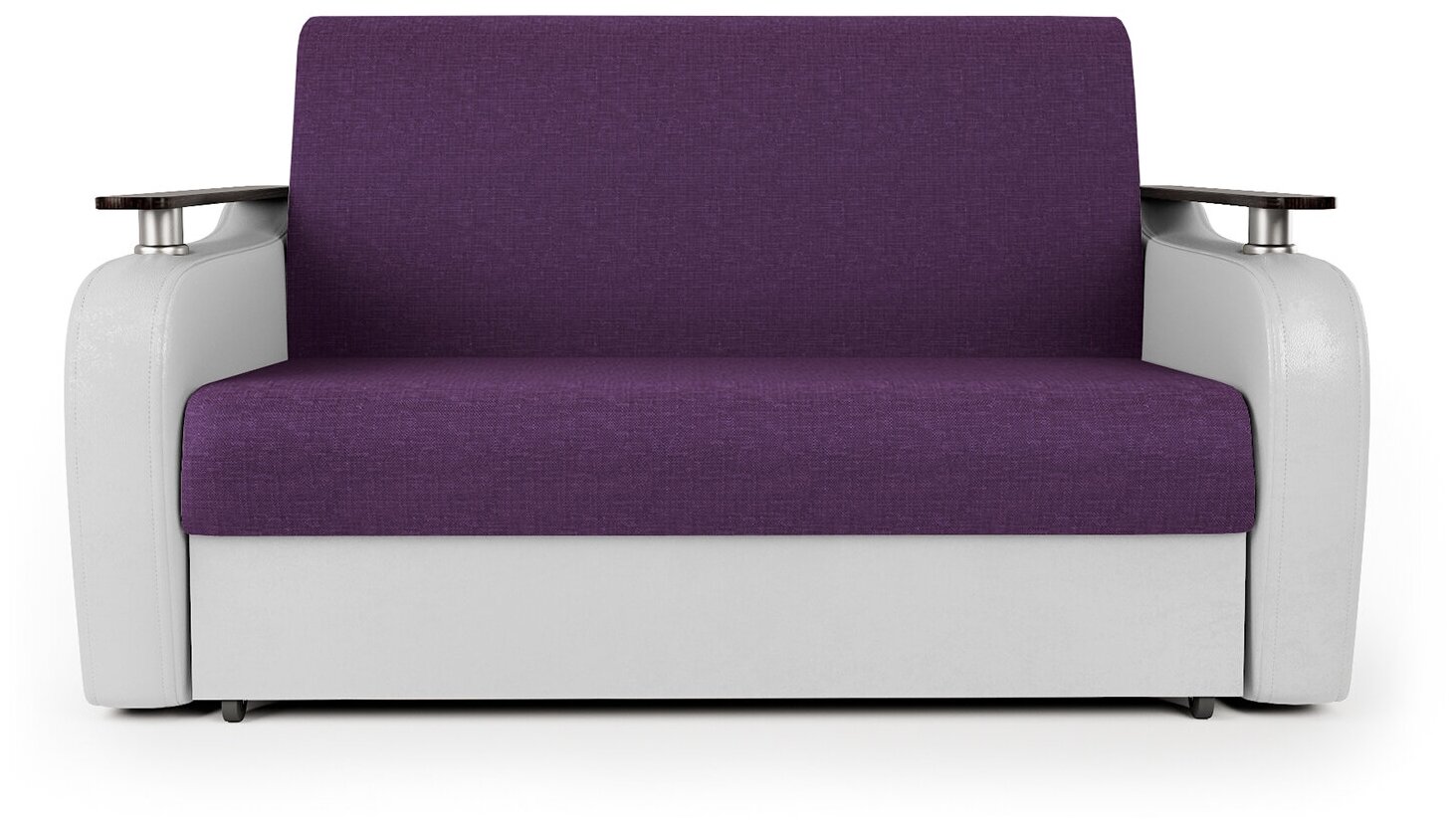 Диван-кровать аккордеон Гранд Д, 120х194 см, фиолетовая рогожка и экокожа белая