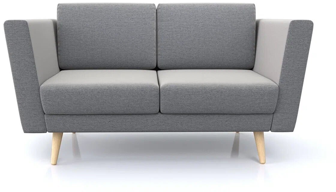 Мини диван Soft Element Готлем Textile Grey, рогожка, на деревянных ножках, стиль скандинавский, на кухню, в гостиную