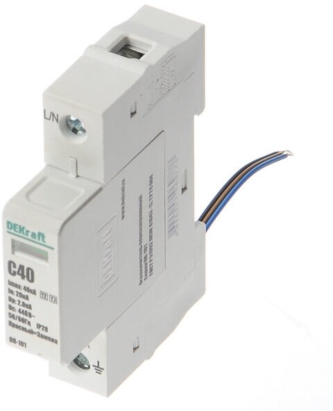 Ограничитель перенапряжения ОП101-1P-040-C-440 1P (класс II) 40кА 440В 18015DEK DEKraft