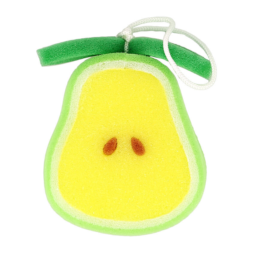 DECO. губка для тела со шнурком (pear), мягкая, желтая, фигурная