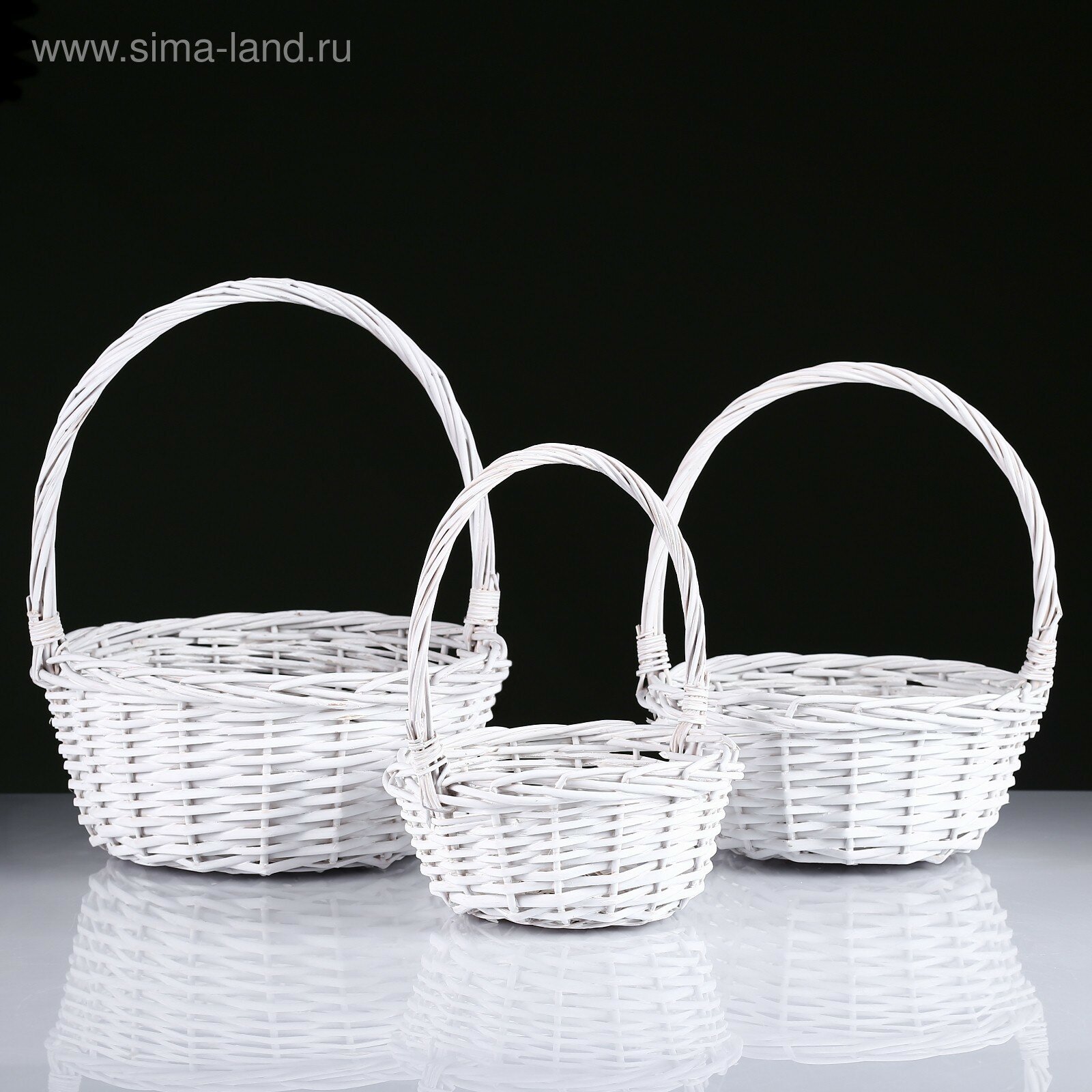 Набор корзин, 3 шт, 30×14/40 см, 26×12/34 см, 20×10/31 см, ива