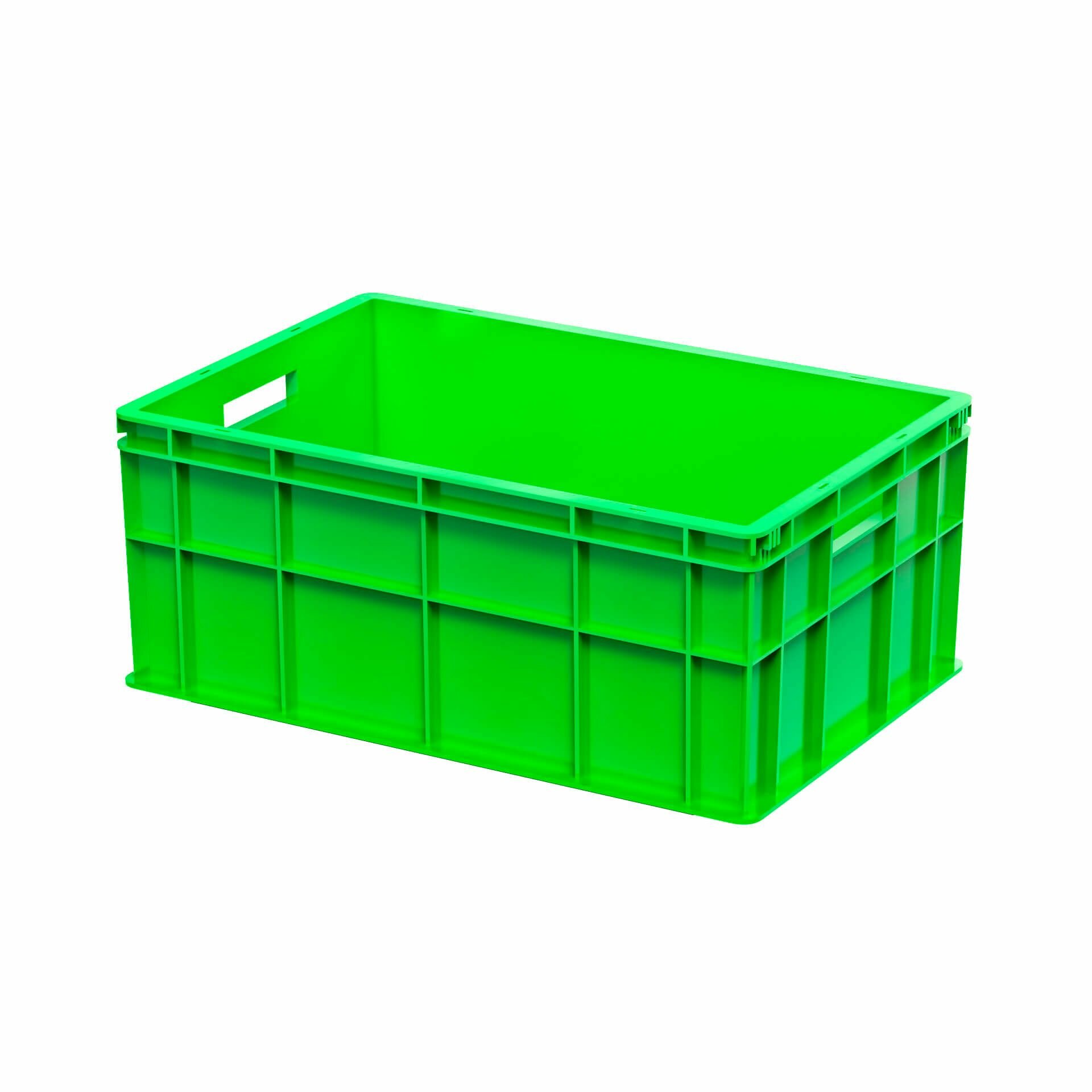 Ящик для молока, мяса, овощей и фруктов сплошной зеленый, 600х400х250 мм