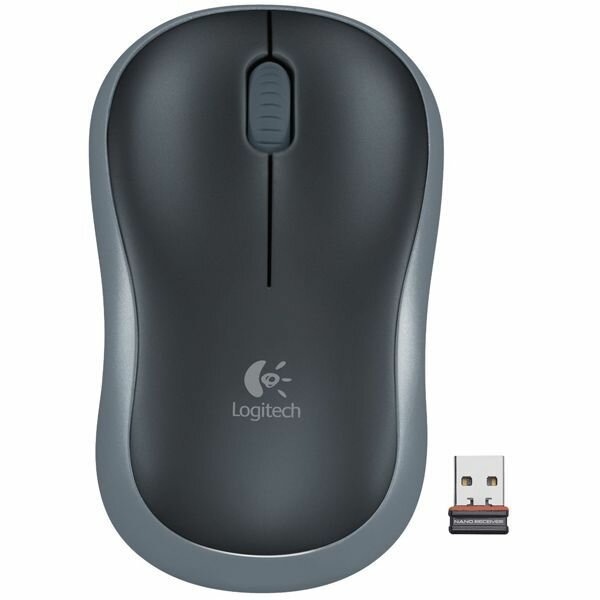 Мышь беспроводная Logitech M185 Grey серая, оптическая, 1000dpi, 2.4GHz, 910-002238 USB-ресивер Logitech Unifying (10) (272815)