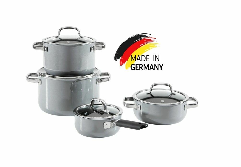 Набор кастрюль WMF "Fusiontec Mineral Platinum", нержавеющая сталь, антипригарное покрытие, 1,3-6,4л