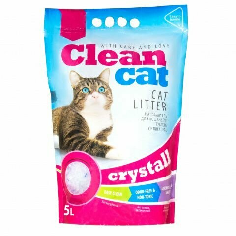 Crystall наполнитель для кошачьего туалета, силикагелевый, впитывающий, 5 л, Clean Cat - 1 шт.