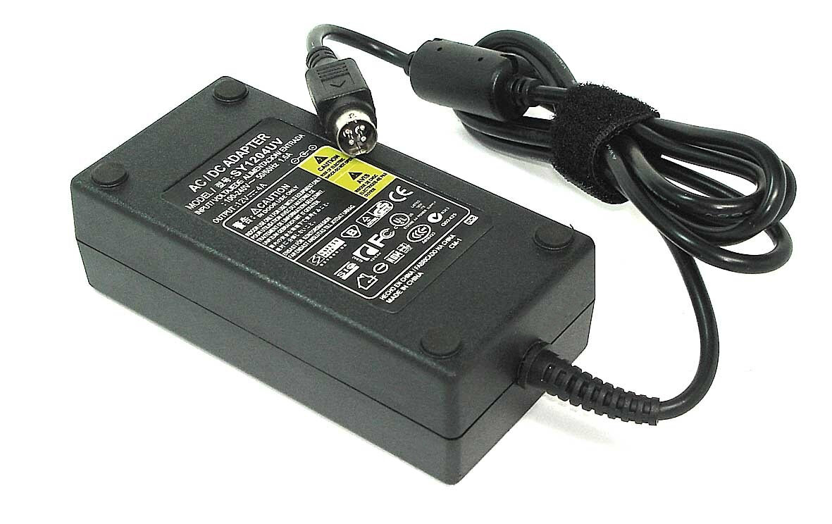 Блок питания (сетевой адаптер) для монитора 12V, 4A, 48W 4 пин male черный, с сетевым кабелем
