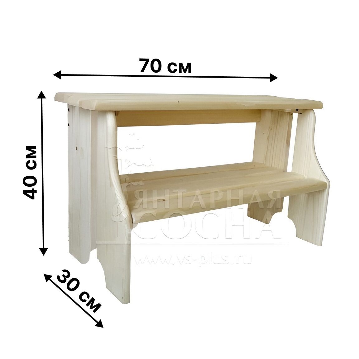 Обувница прямая средняя 700х400 №12 сосна натуральная, из массива дерева
