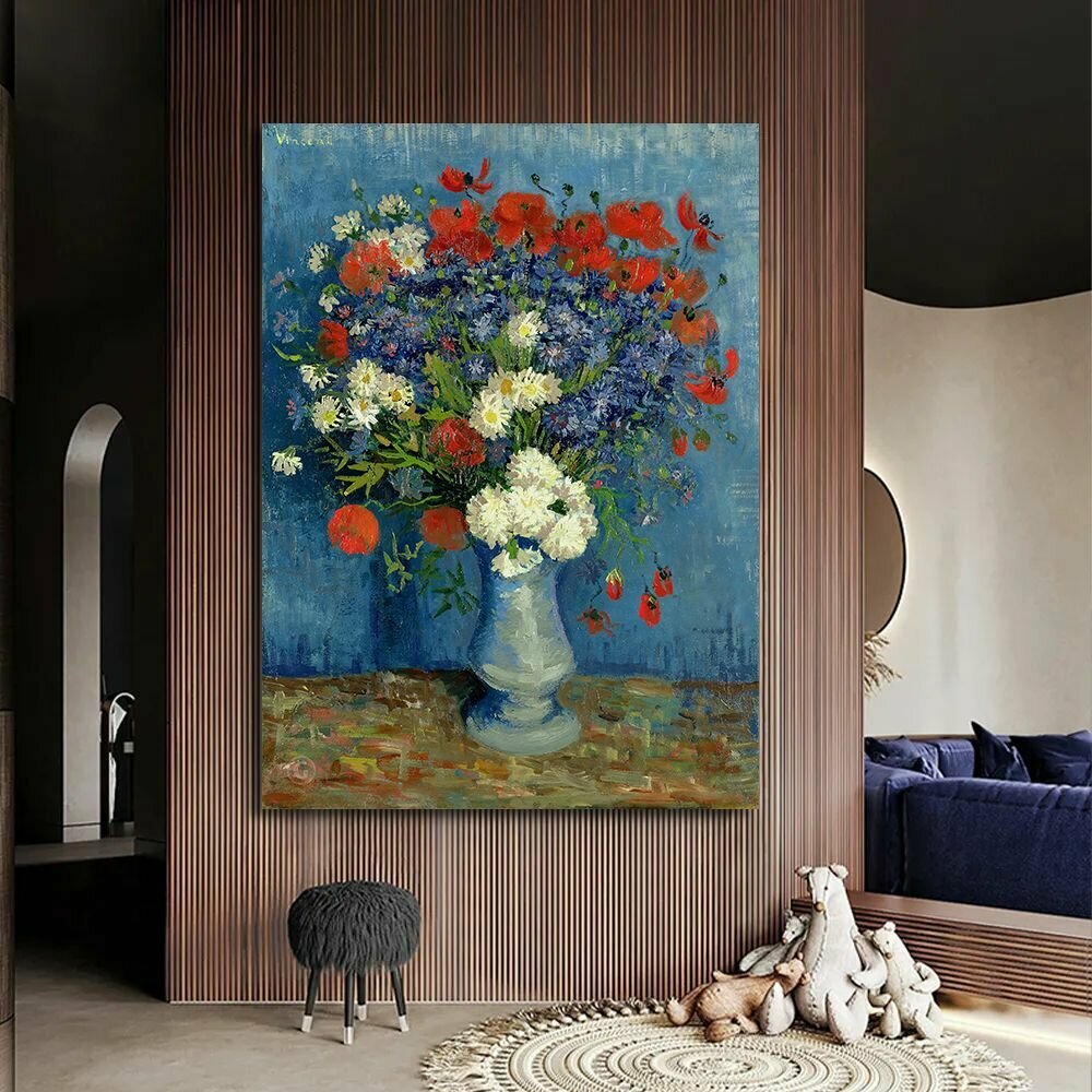 Репродукция картины "Маки" Ван Гога, холст, дерево, на подрамнике