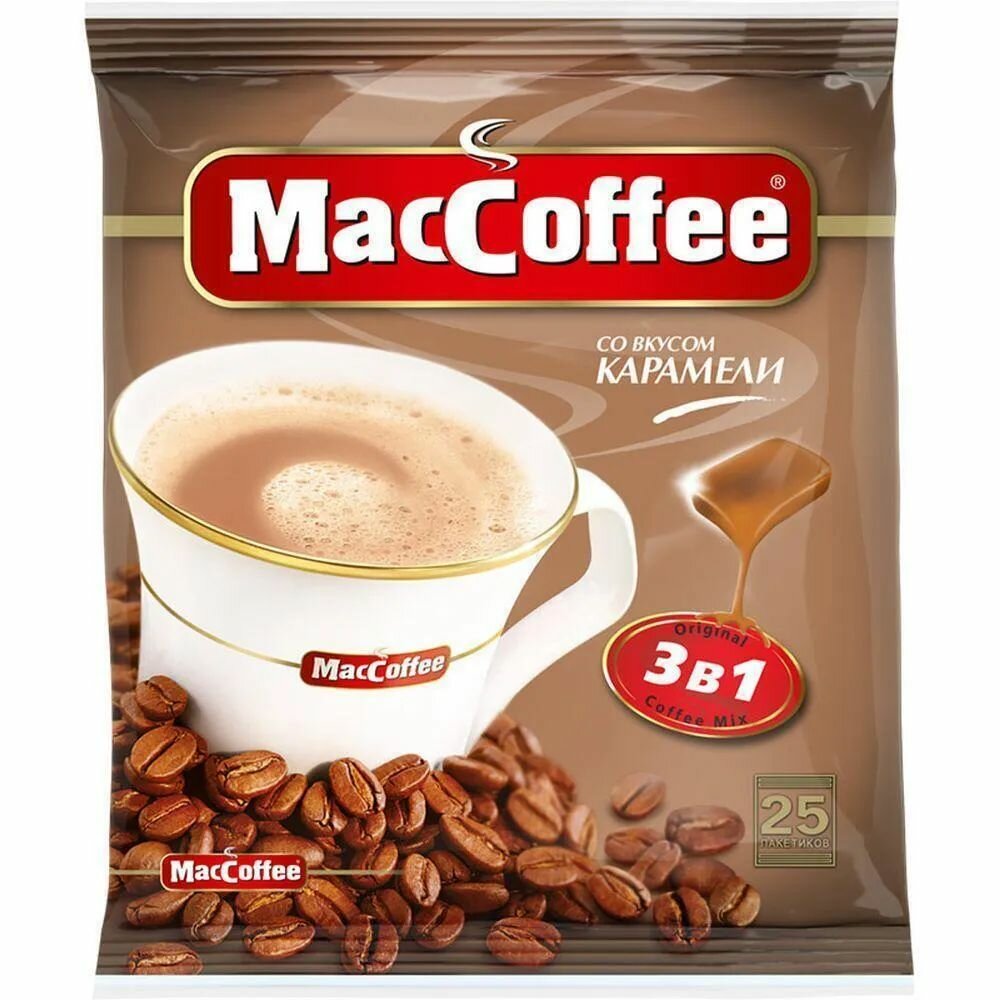 Кофейный напиток MacCoffee, 3 в 1, карамель, 25шт