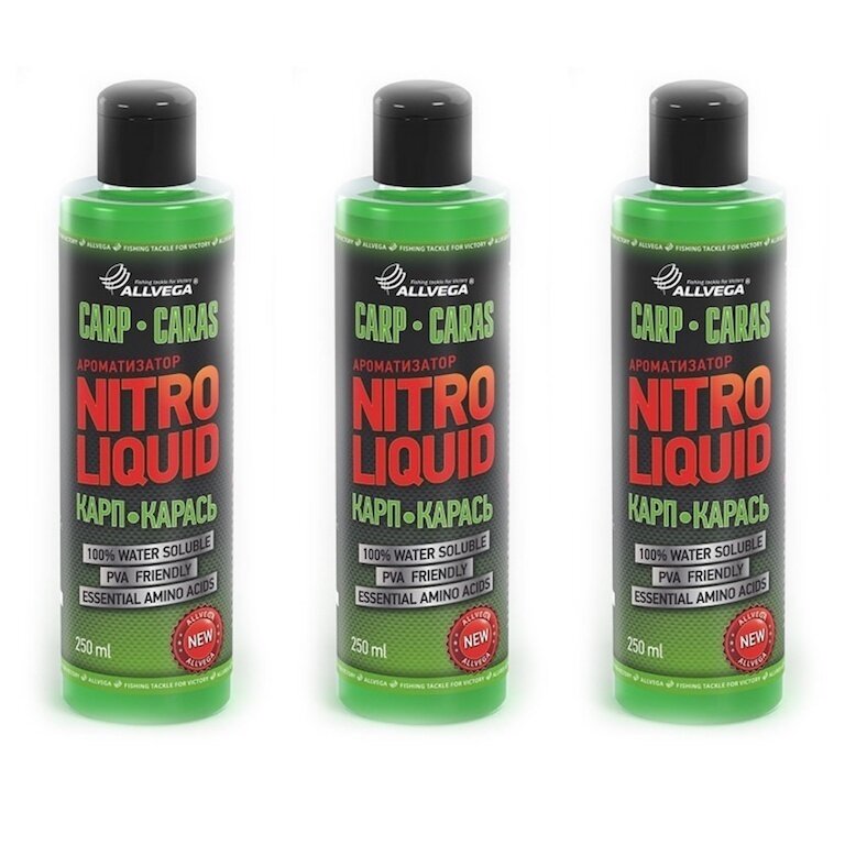 Ароматизатор жидкий для рыбалки Nitro Liquid Карп Карась 3 флакона по 250 мл