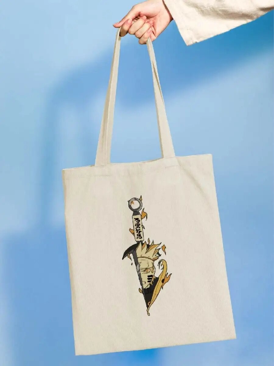 Сумка шоппер  на плечо женская холщевая с принтом аниме герой