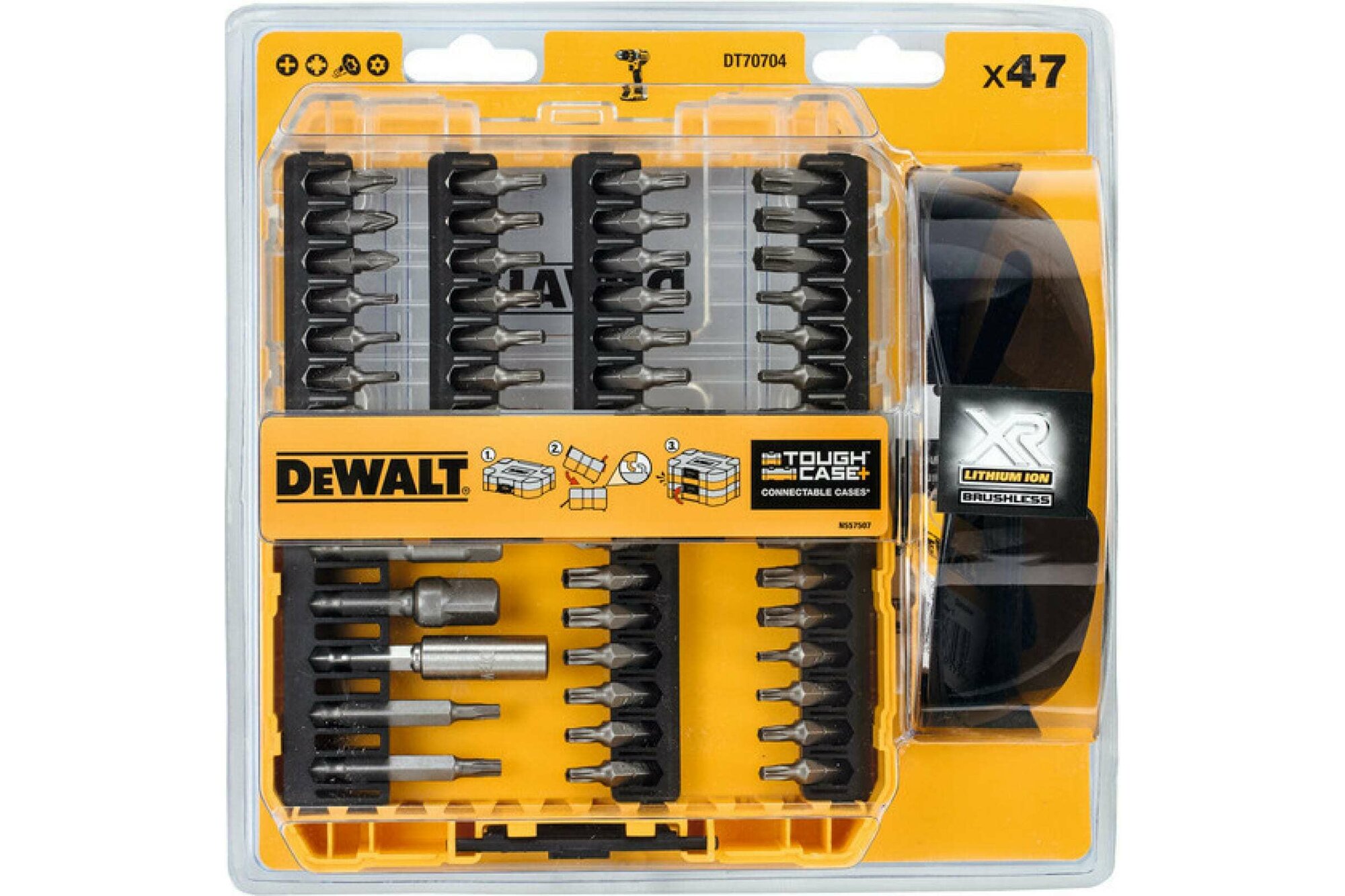 Набор насадок и бит 47 предметов Dewalt DT70704-QZ (кейс и защитные очки в комплекте)