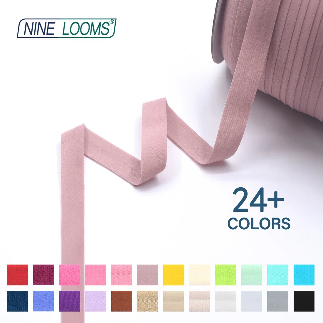Эластичная лента NINE LOOMS 15 мм, Antique Mauve, 2 ярда