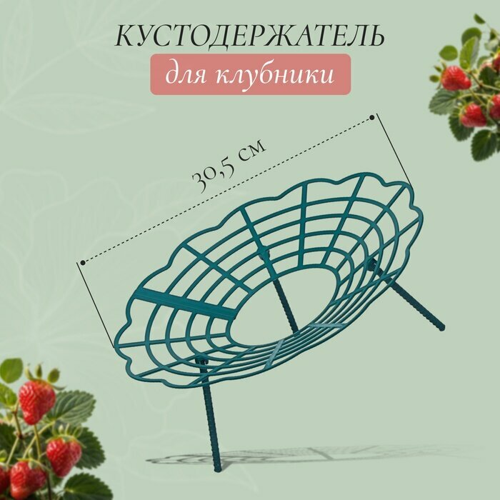 Кустодержатель для клубники, d=30.5 см, пластик, зелёный, 10 шт.