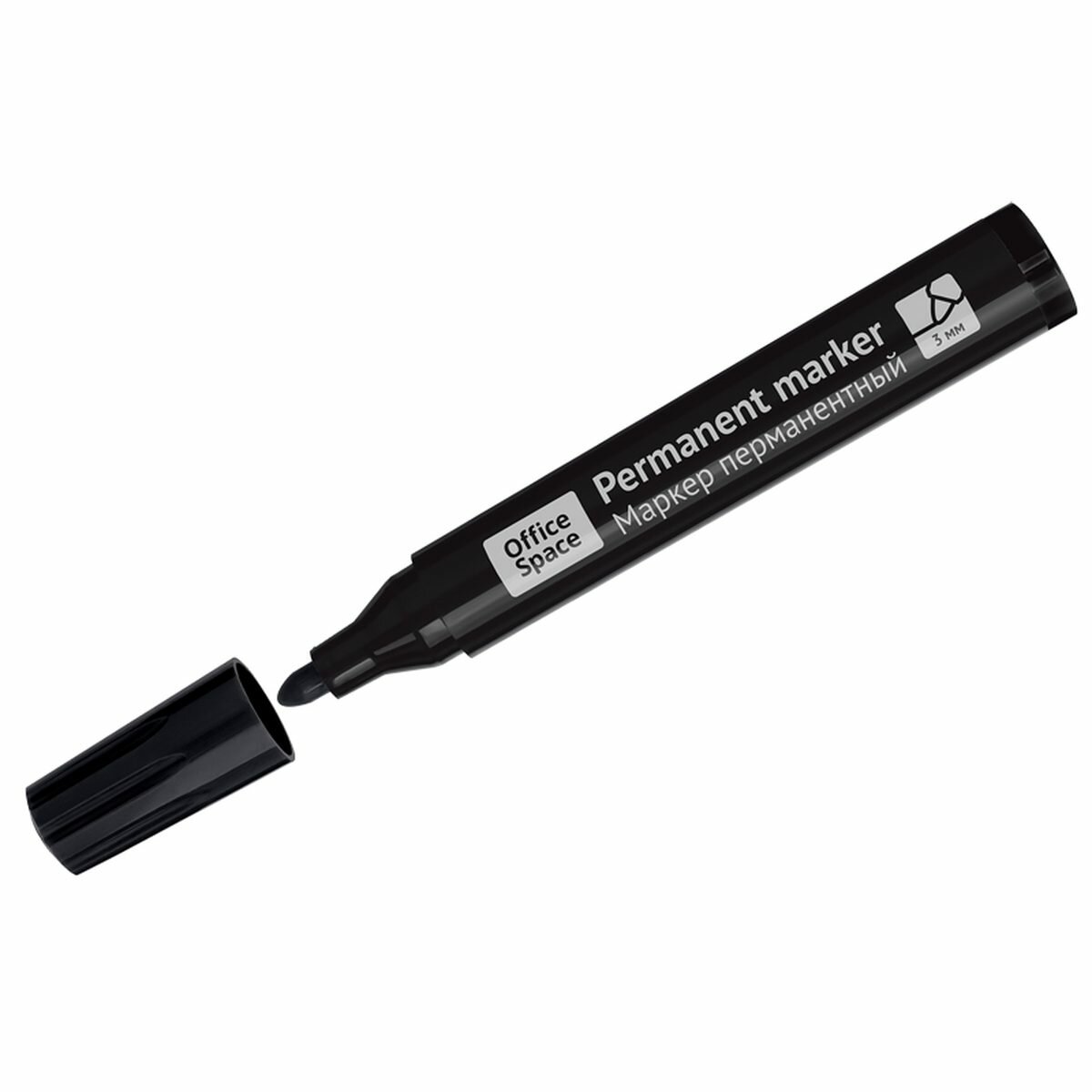 Маркер перманентный OfficeSpace Contact (3мм, круглый наконечник, черный) (269073)