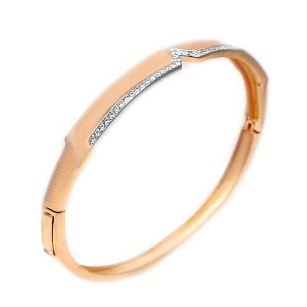 Браслет, красное золото, 585 проба, фианит