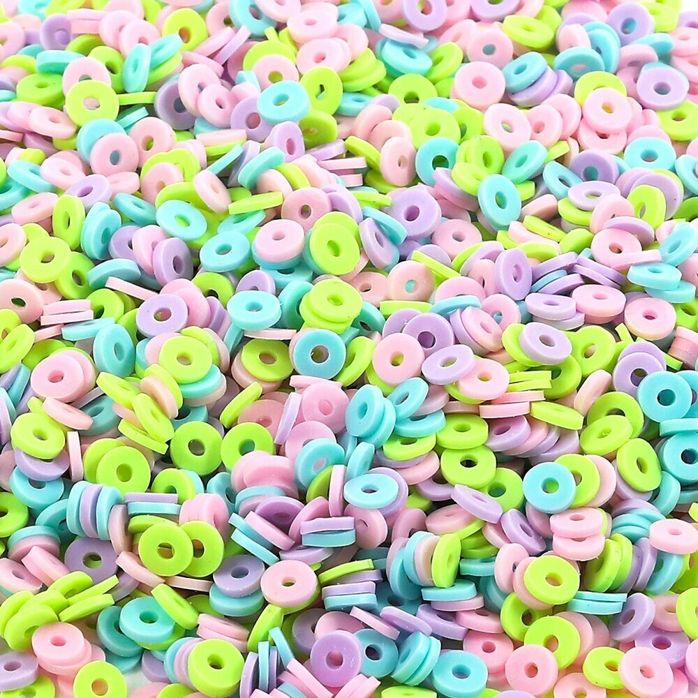 Плоские круглые бусины из полимерной глины Erpels 300 шт, 6 мм A0109 29