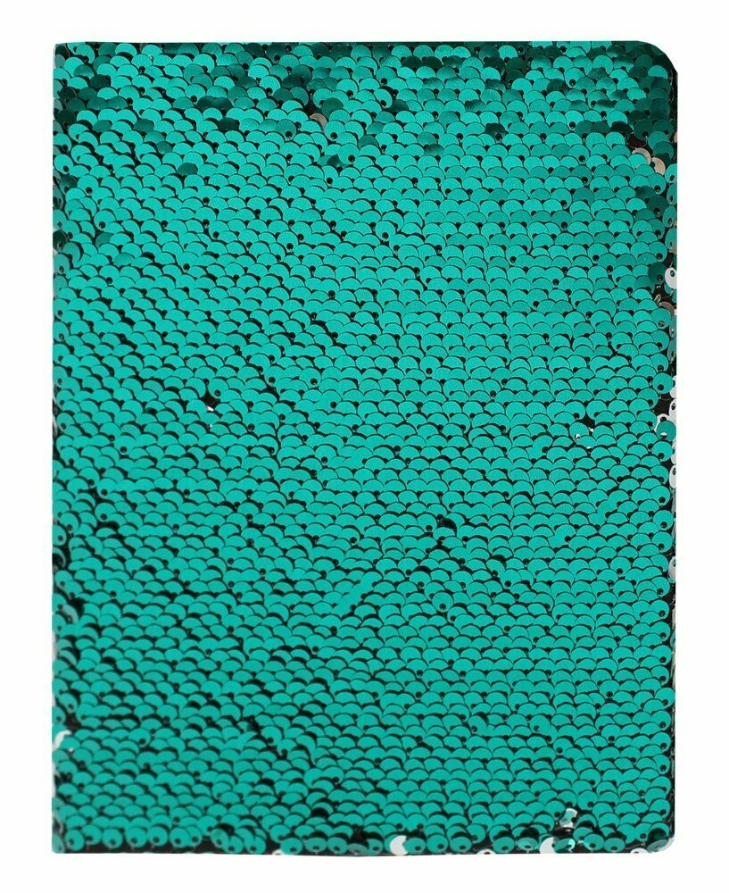 Записная книжка Проф-пресс А5 80 листов, бирюзовый-серебро, пайетки двусторонние, двуцветные (80-5344)