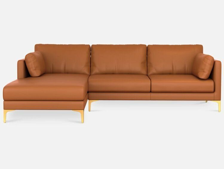 Диван угловой из экокожи Nappa Кларке C982644L, CL114, brass
