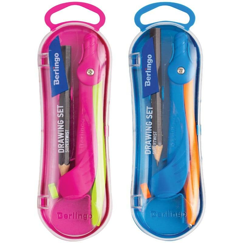 Готовальня Berlingo Supertwist 2 предмета пластиковый циркуль 120мм карандаш пластиковый футляр DS_10202