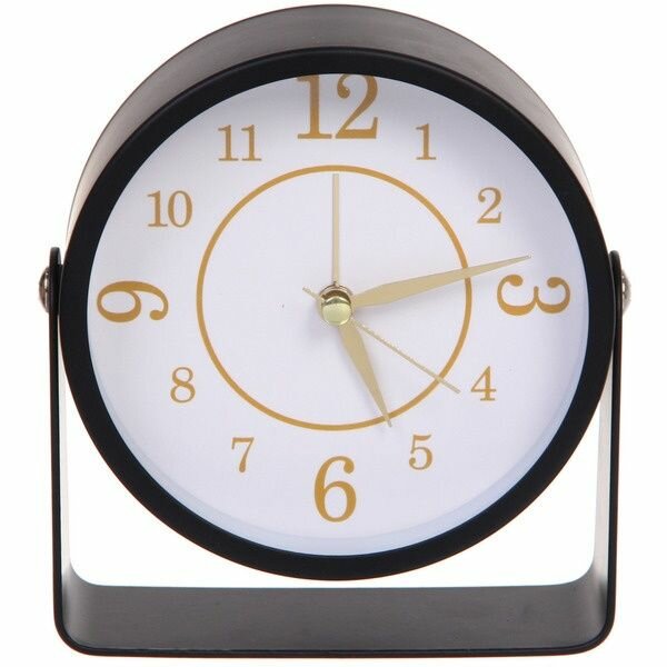Будильник КНР "Gloria" 11х4 см черный, металл, пластик