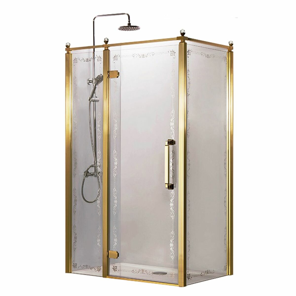 Душевое ограждение без поддона золото Azario ONTARIO 90х120х200 AZ-NBB1231-L 900 GOLD