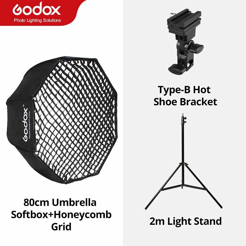 Godox 80см софтбокс с гридом, стойка 2м, Kit 5