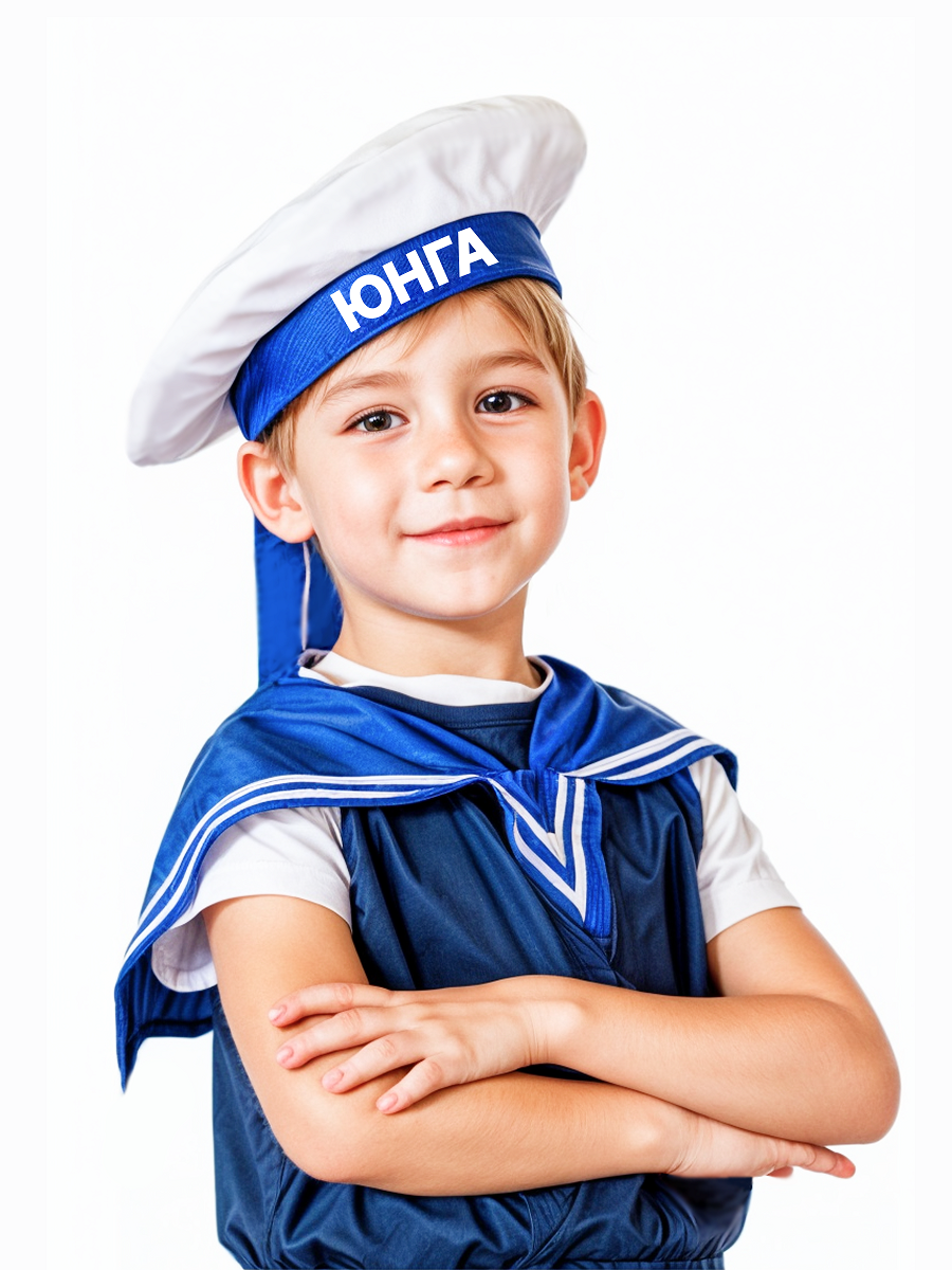 Карнавальный костюм моряка для детей 5-7 лет, воротник, бескозырка