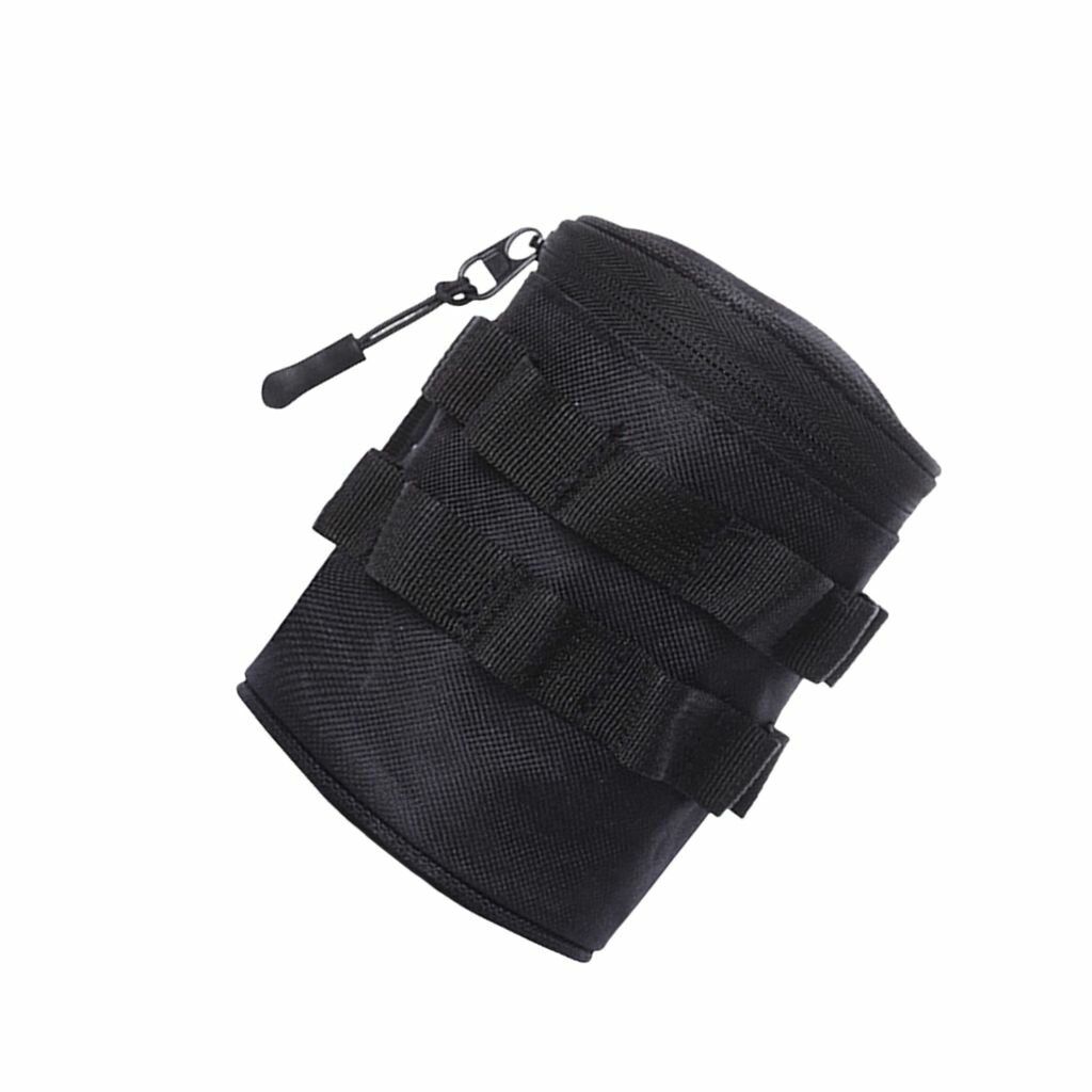 Набор столовых приборов походный, Сумка для хранения стакана для воды на открытом воздухе - черная - маленькая