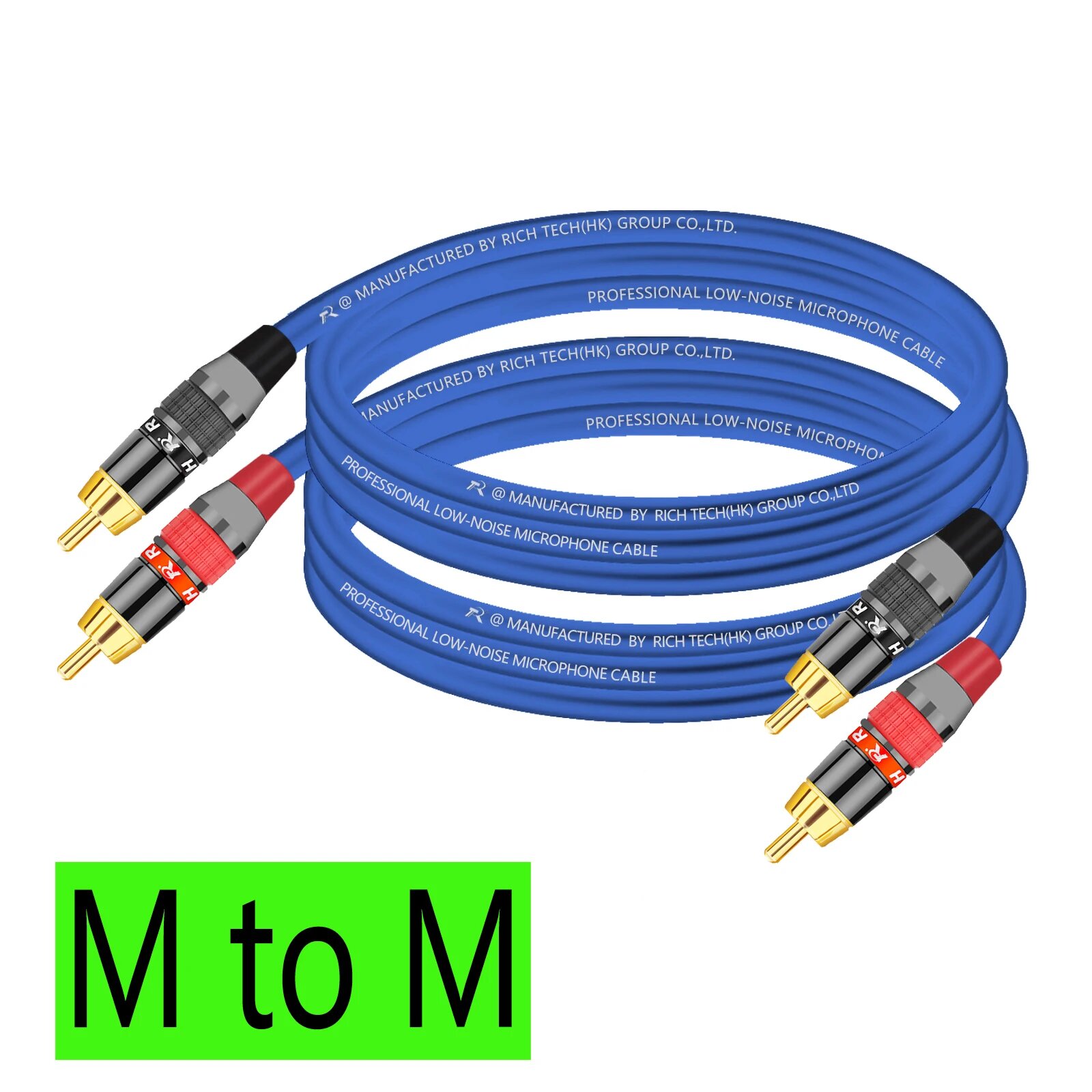 Аудиокабель RCA-RCA 0,3-5 м черный/синий/красный/желтый/оранжевый/зеленый/фиолетовый/белый/серый/коричневый MM-Blue, 1m