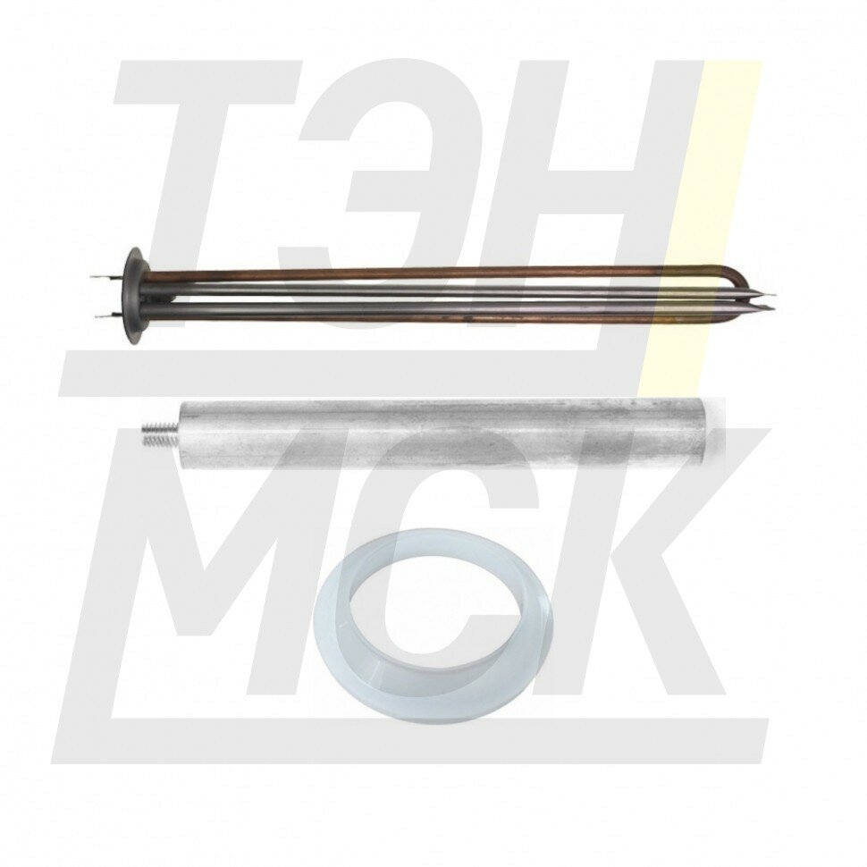 Комплект ТЭН 1,5кВт (1500Вт) RF для водонагревателя Lemax, Timberk + прокладка + анод, 20061K