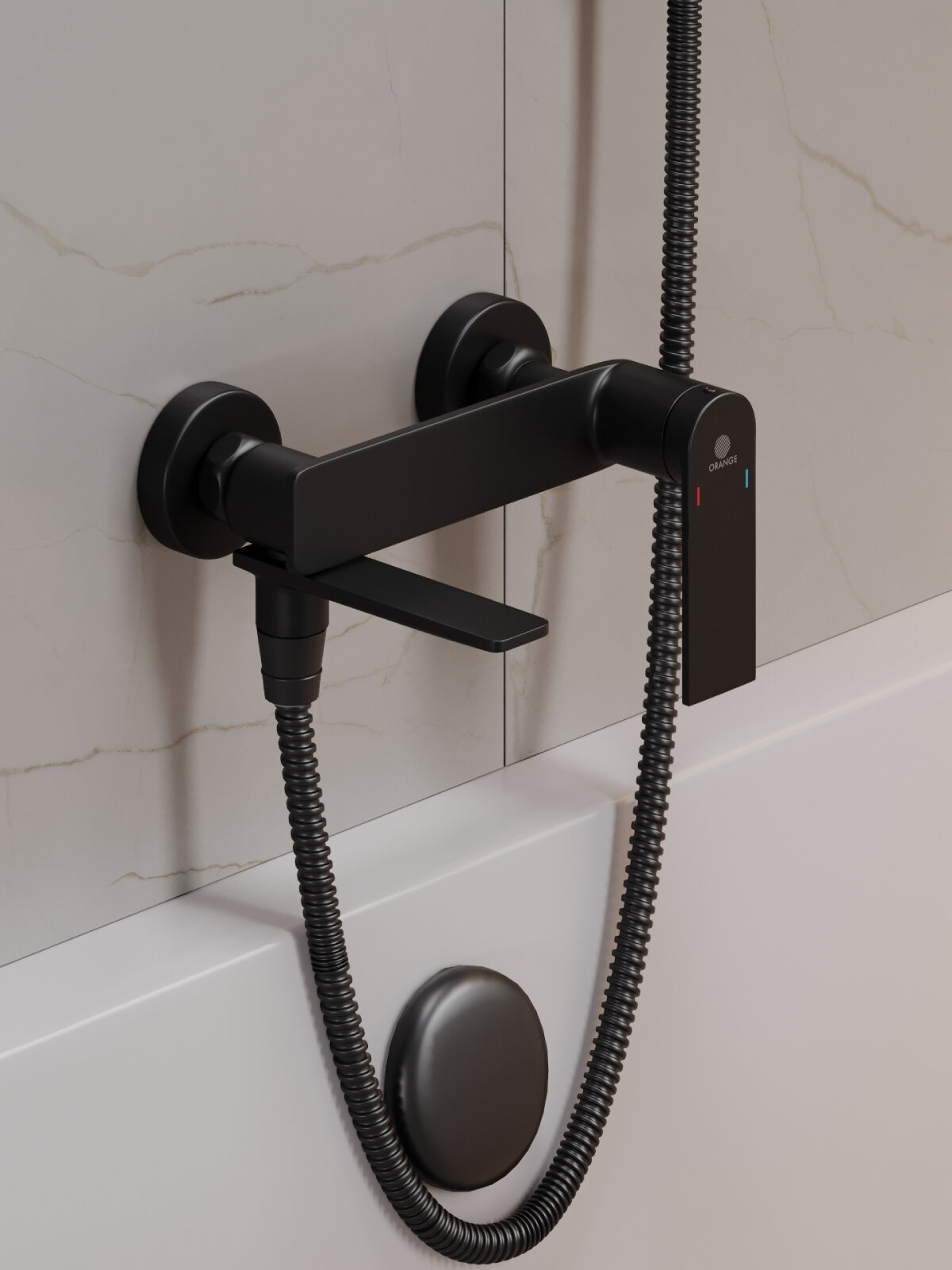 Смеситель для ванны/душа Orange BERNI M09-100b однорычажный с поворотным изливом, черный