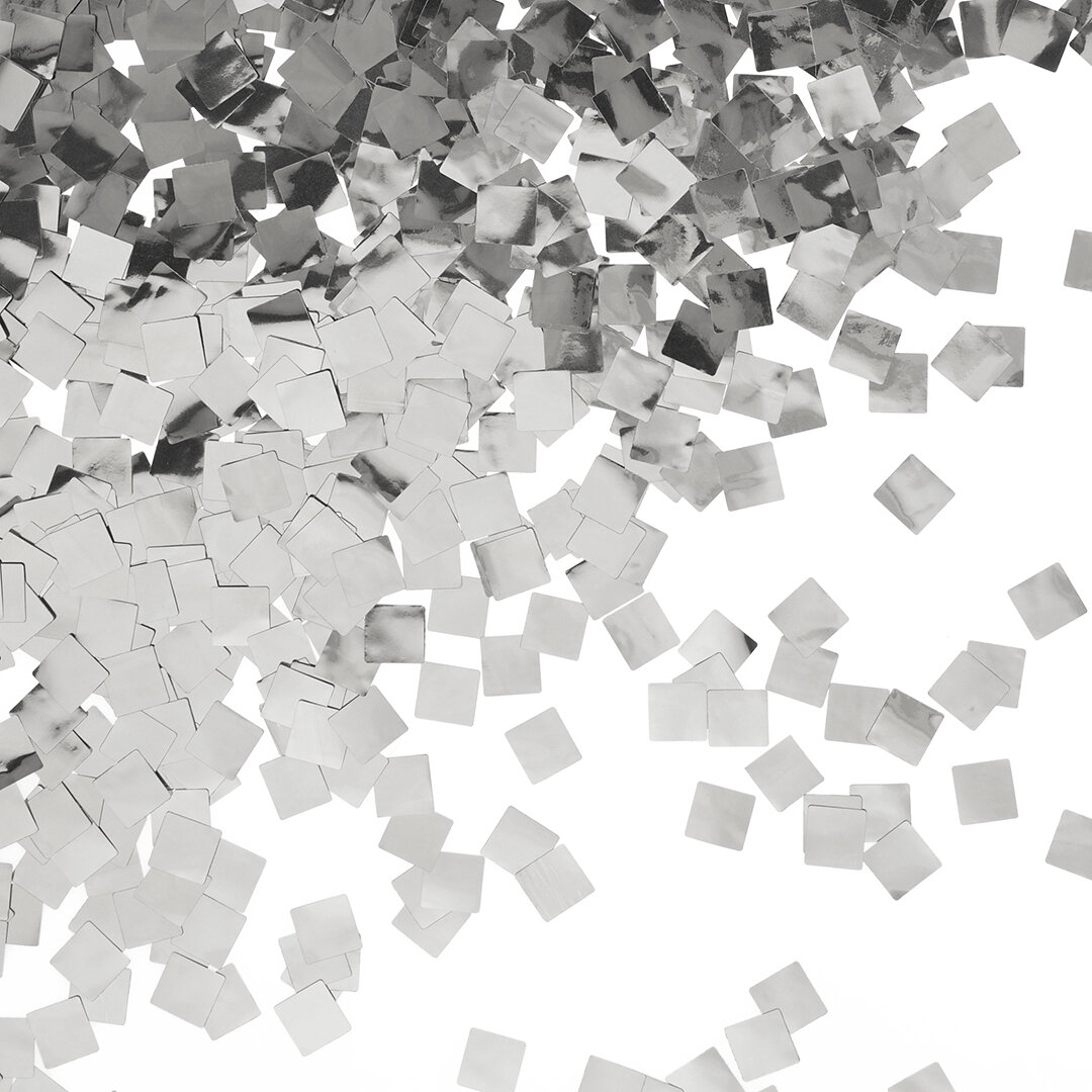 Конфетти Волна веселья Фольга Квадрат серебро металлик 1 см 50 г
