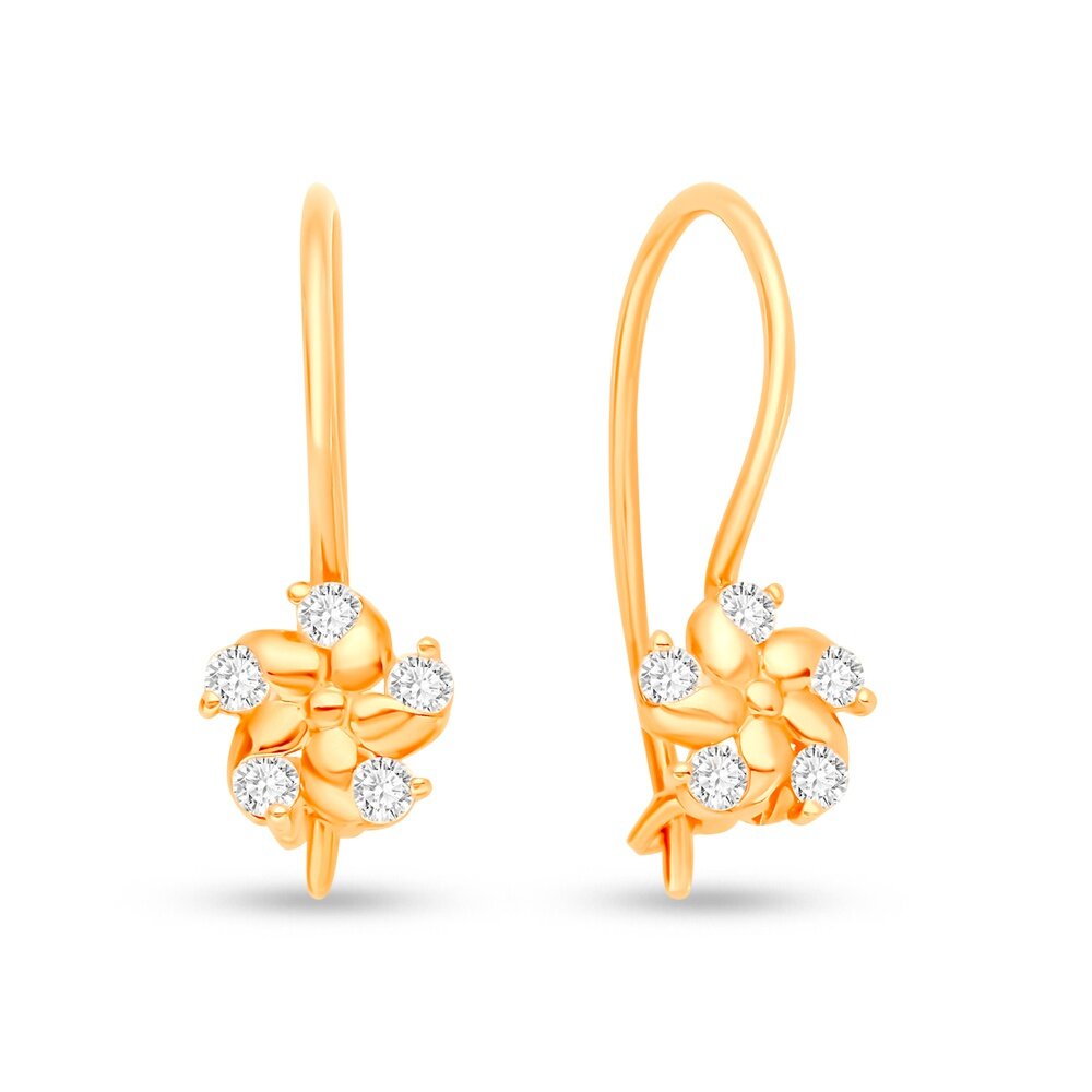 Серьги 585GOLD, красное золото, 375 проба, оксидирование, фианит