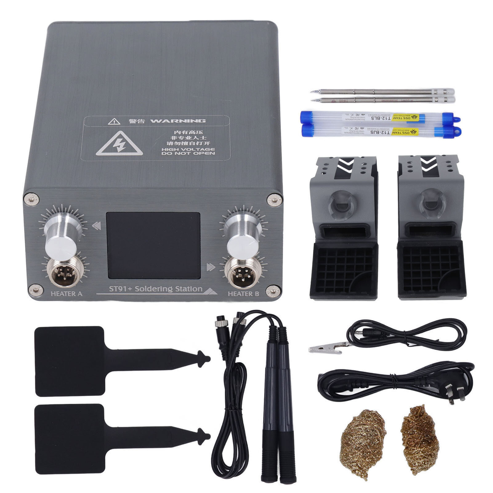 Интеллектуальная паяльная станция с двухканальным ЖК-дисплеем и функцией поддержания постоянной температуры.