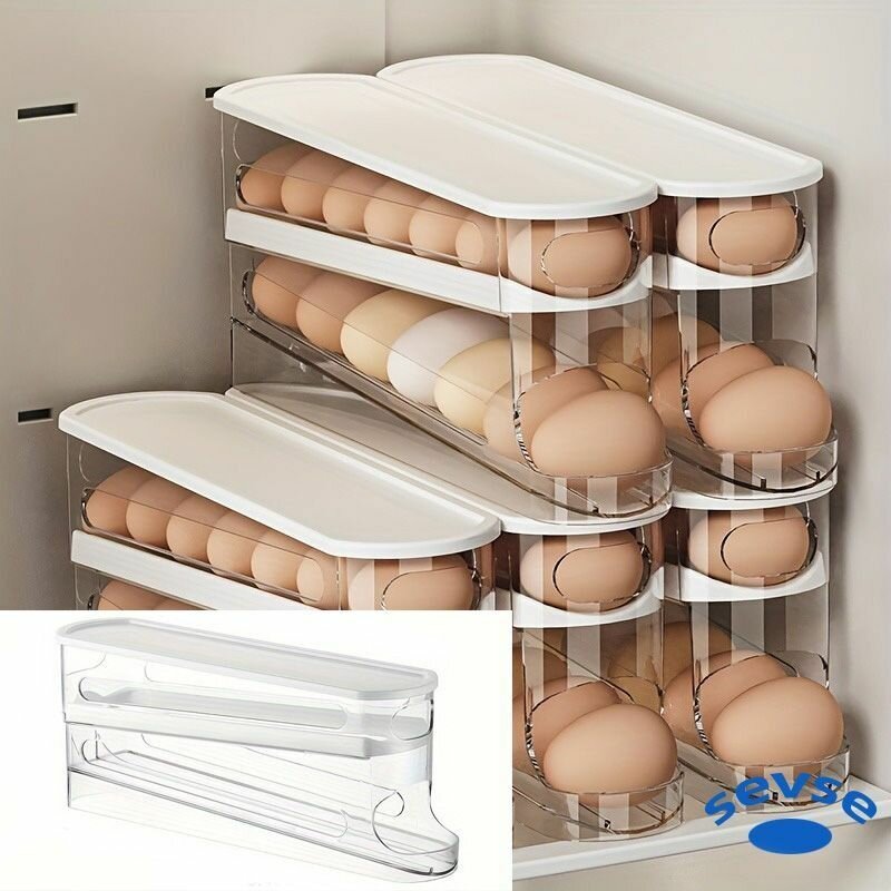 Коробка для хранения яиц "На роликах", для холодильника, герметичная, с органайзером, 300г