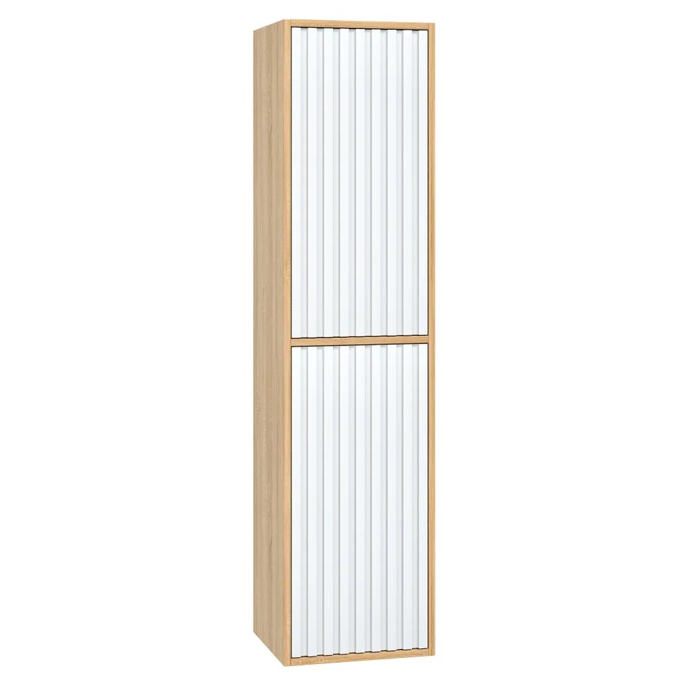 Шкаф-пенал для ванной Onika Дайлер 35 подвесной, 35 см, белый, светлое дерево, матовый, с дверками