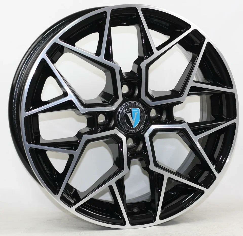 Диск автомобильный литой Venti 1520 15x6 4x100 et35 dia60.1 Чёрный с полированной лицевой частью