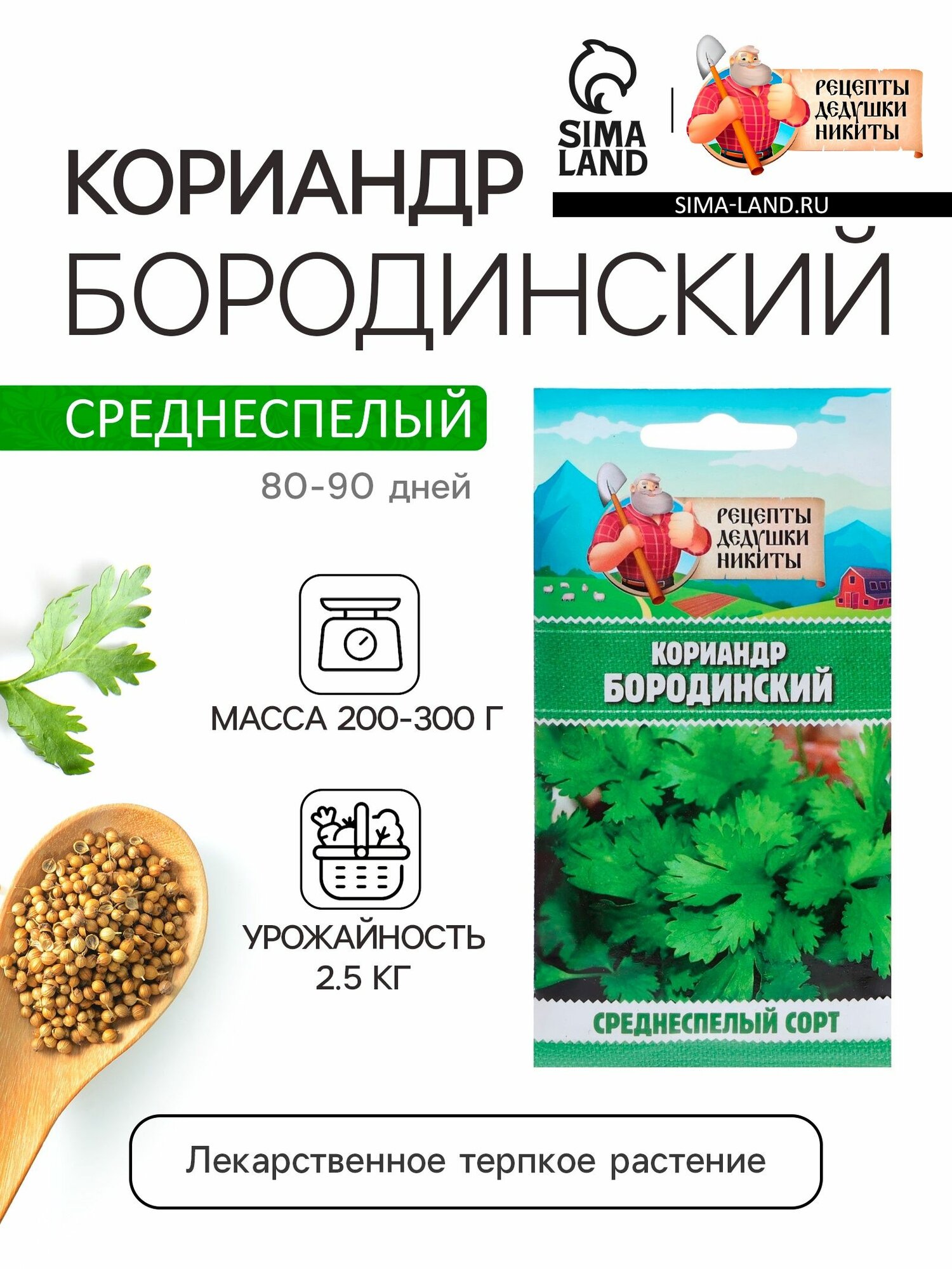 Семена Кориандр "Бородинский", 5 г