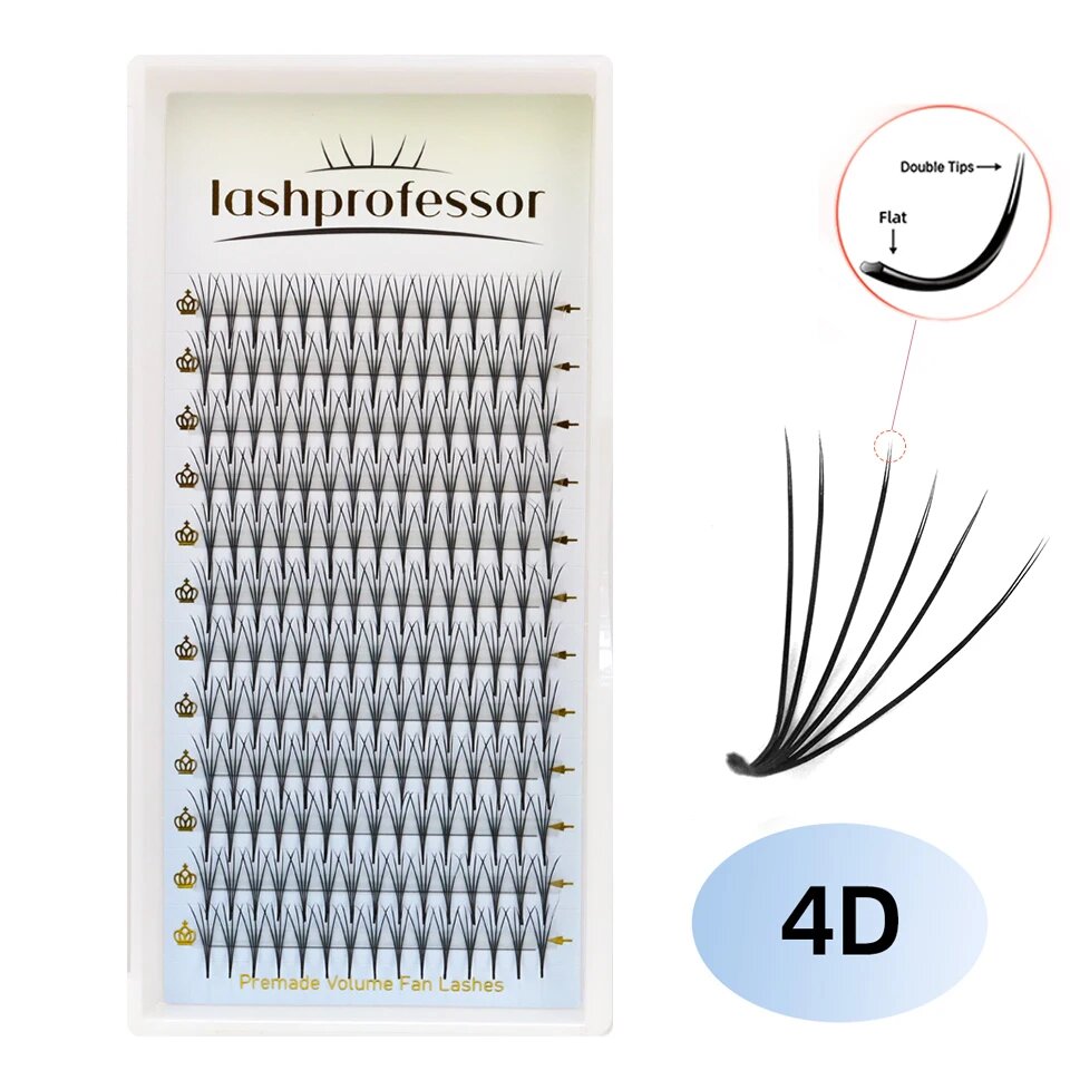 Lashprofessor 4D вееры C изгиб, MIX 8-15, Flat (120 шт)