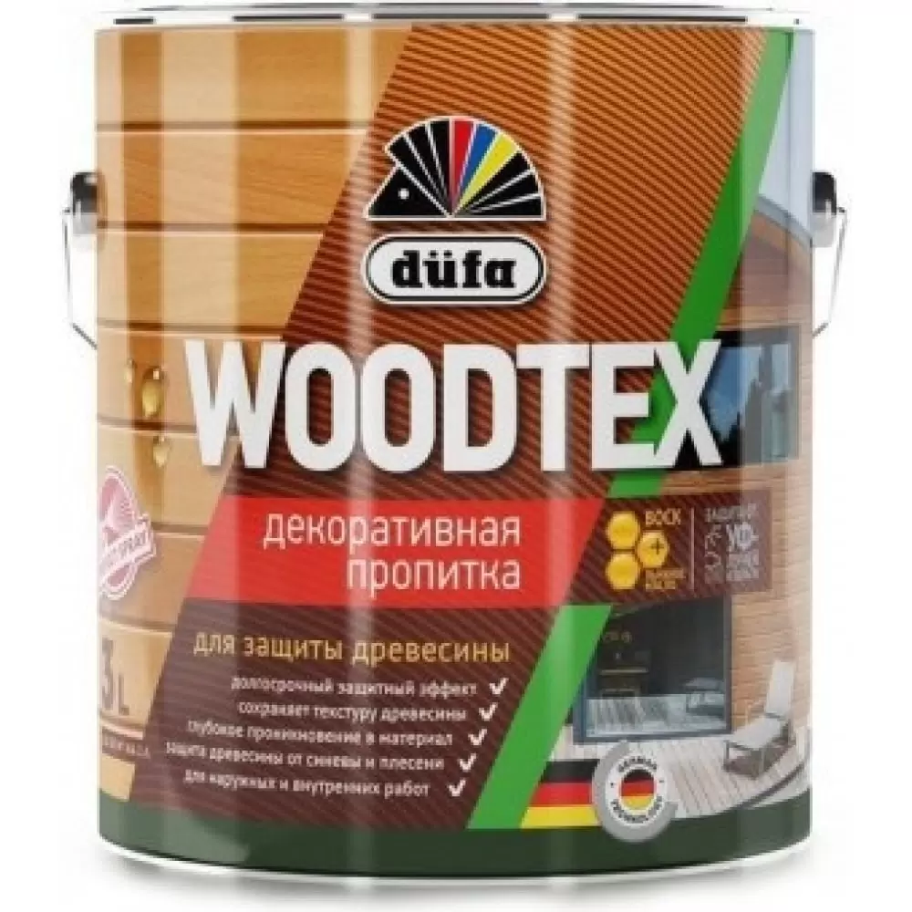 Пропитка Dufa Woodtex 9л Бесцветная для Дерева Алкидная с Твердым Воском в Составе / Дюфа Вудтекс.
