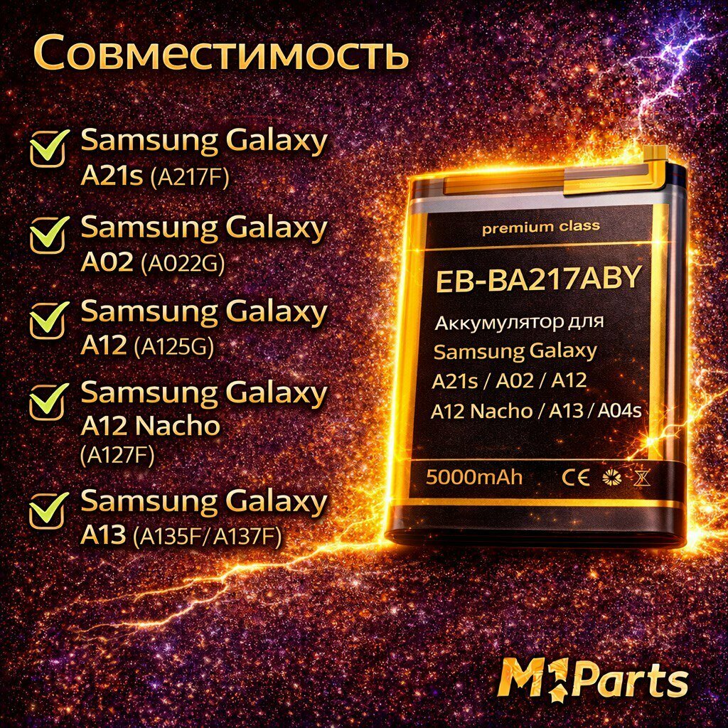 Аккумулятор для Samsung Galaxy A21s (A217F)/A02 (A022G)/A12 (A125G)/A12 Nacho (A127F)/A13 (A135F/A137F)/A04s (A047F) (EB-BA217ABY) premium class