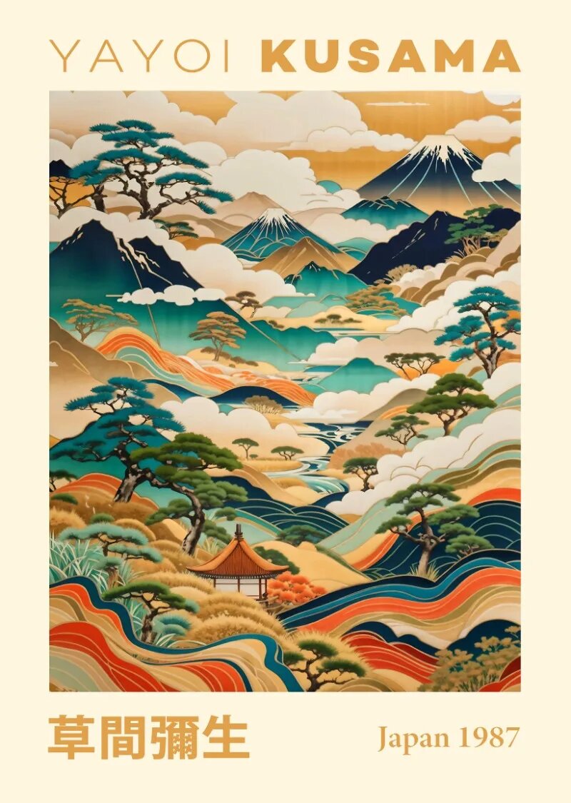 Yayoi Kusama Canvas Painting Japanese Abstract Artwork Posters Prints Canvas Painting Wall Art Picture Living Room Home Decor