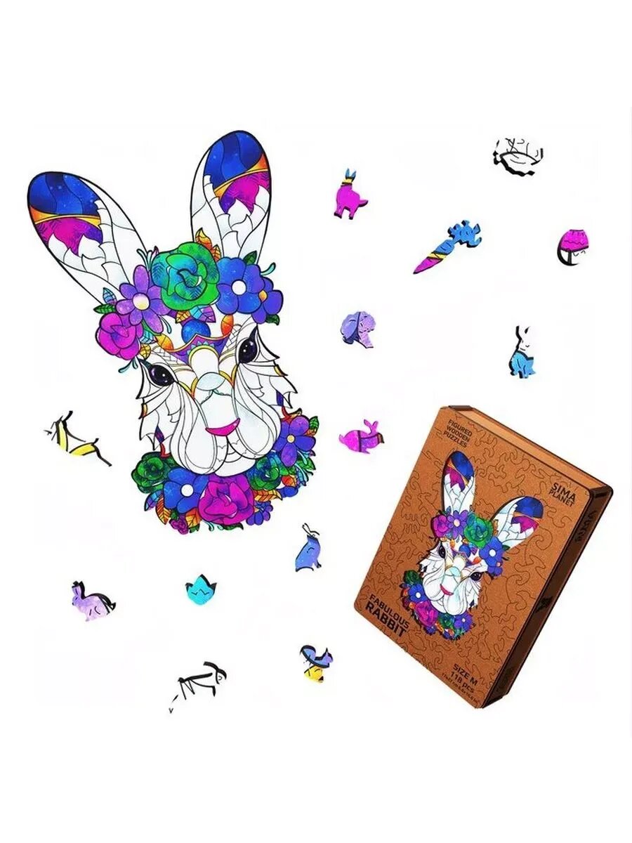 Пазлы фигурные деревянные Fabulous Rabbit, размер 17х27 см