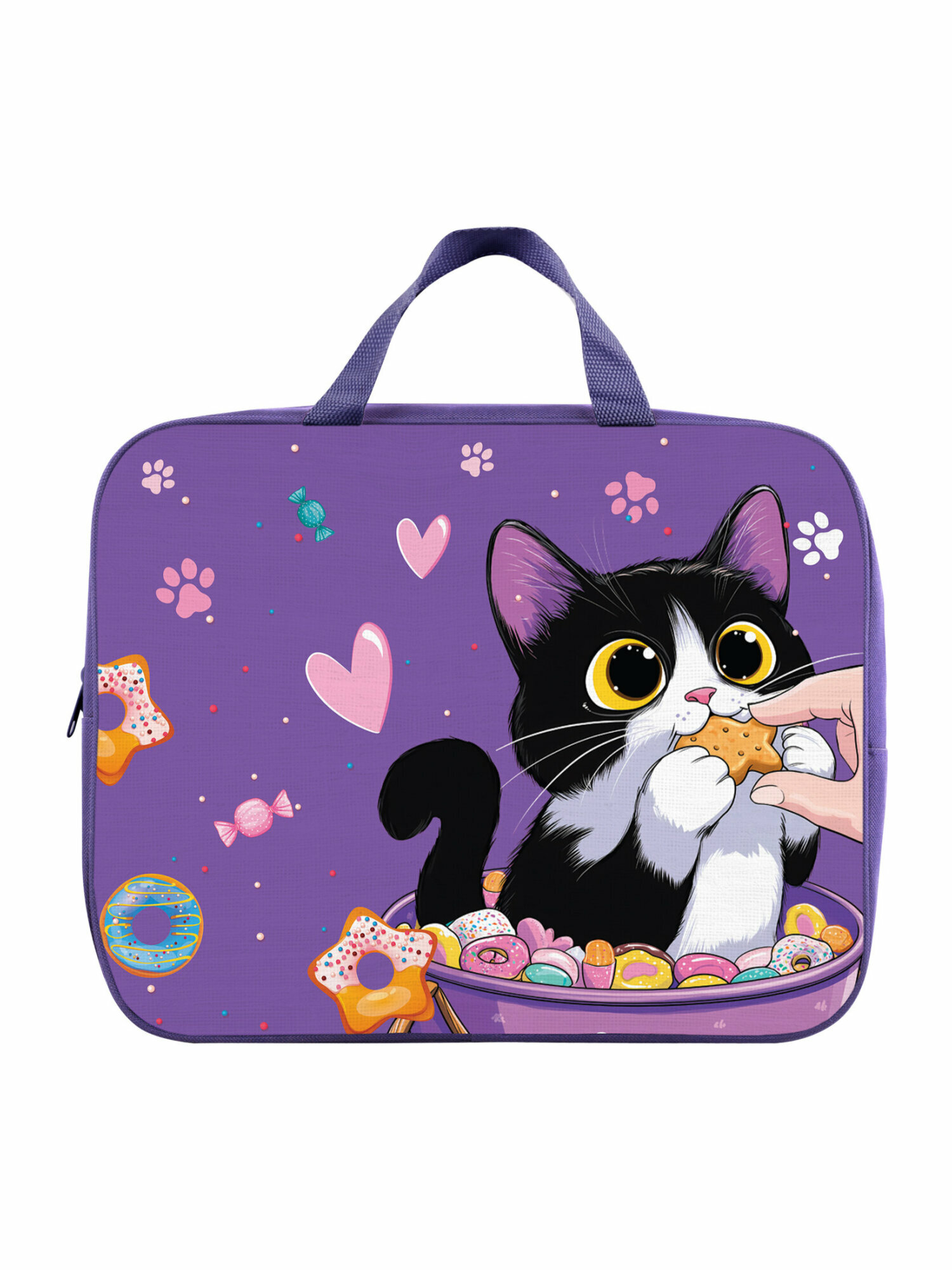 Папка на молнии с ручками Brauberg Kids А4, 1 отделение, полиэстер, 80мм, Sweet cheeks, 272120