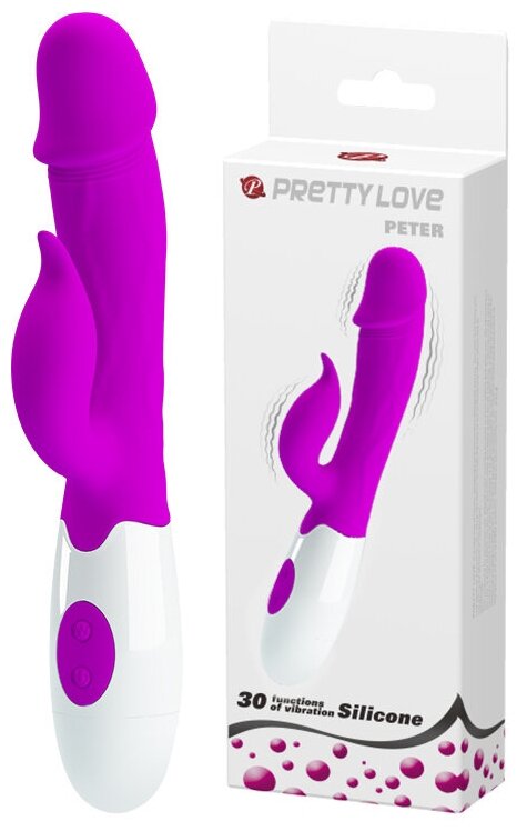 Вибромассажер с клиторальным отростком PrettyLove Peter, 2 года гарантии