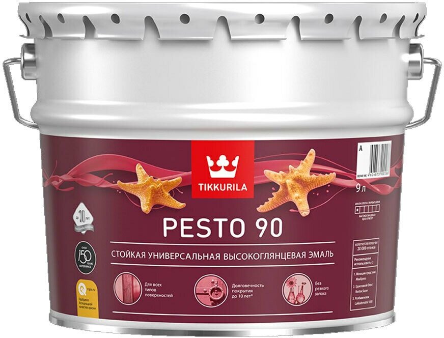Эмаль алкидная Tikkurila/Tikkivala Pesto 90 база А глянцевая 9 л